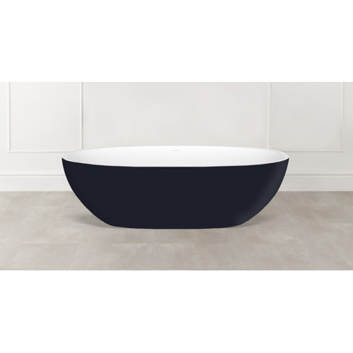 Victoria + Albert Barcelona 70.875" x 34.125" Freestanding Soaking Bathtub in Volcanic Limestone ...